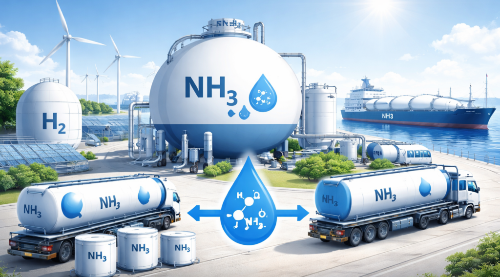 Wasserstoffspeicherung und -transport über NH₃. - Materia Nova