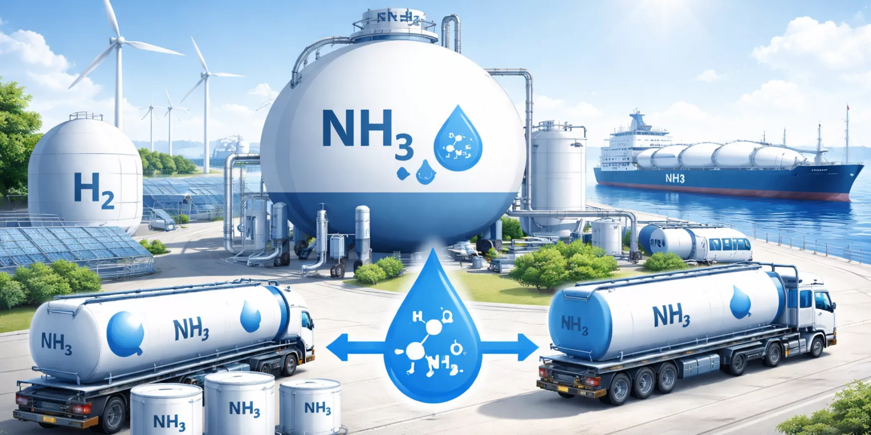 Wasserstoffspeicherung und -transport über NH₃. - Materia Nova